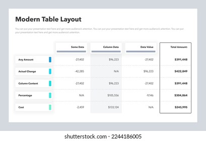 Modern Table Layout Template Total Amount Stock Vector (Royalty Free) 2244186005 | Shutterstock