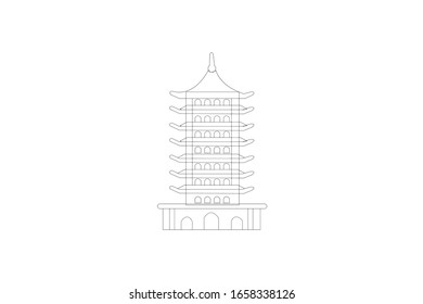 Monastery Public Place Vector Outline Illustration Stock Vector ...