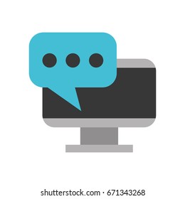 Monitor Computer Whit Speech Bubble Stock Vector (Royalty Free ...