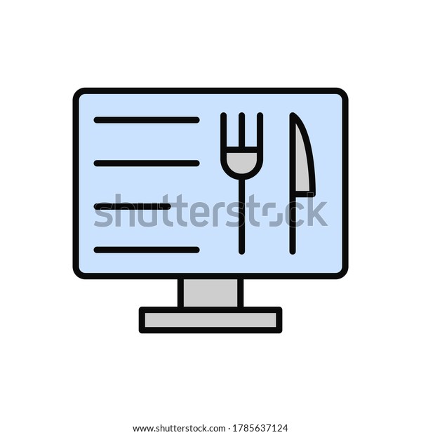 Monitor Fork Knife Icon Simple Color Stock Vector (Royalty Free ...