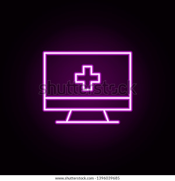 Monitor Medical Neon Icon Elements Medical Stock Vector (Royalty Free ...