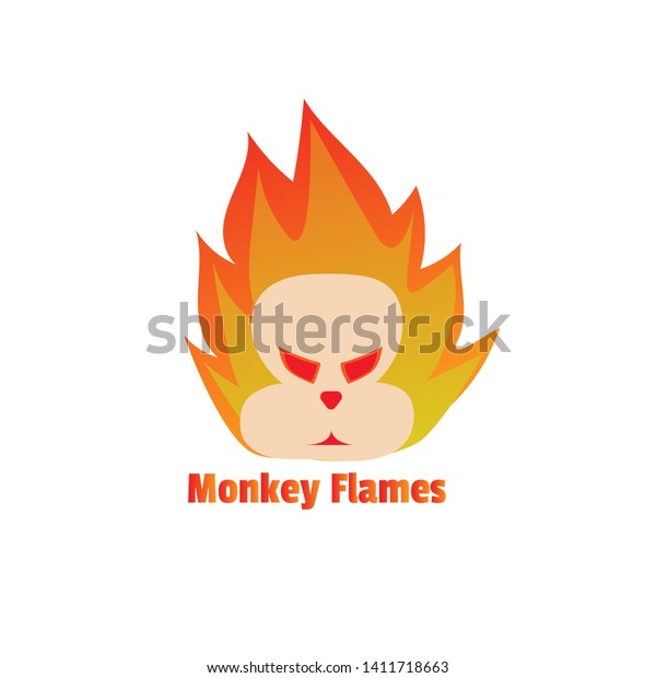 Monkey Flames Face Logo Vector Stock Vector (Royalty Free) 1411718663 ...