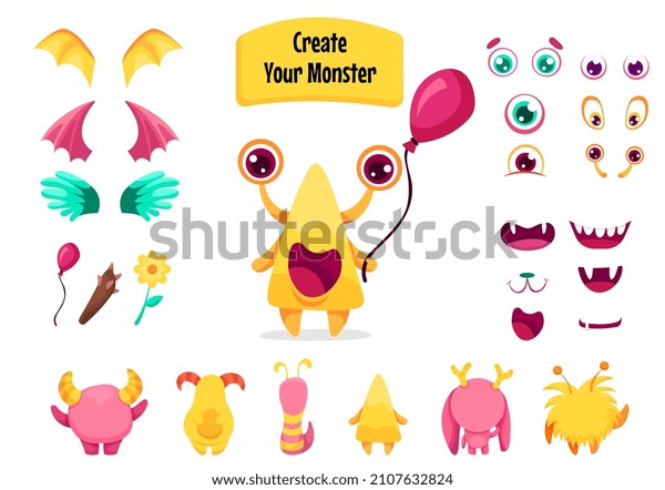 Monster Creation Kit Building Different Creatures Stock Vector (Royalty ...