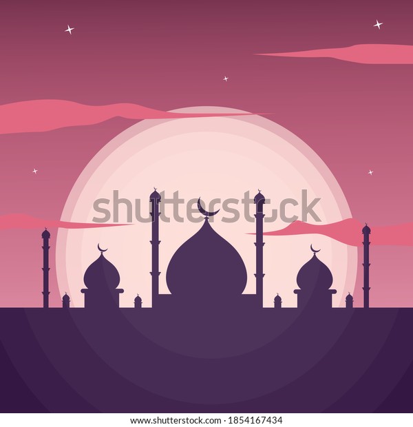 Mosque Background Islamic Templates Eid Mubarak Stock Vector (Royalty ...