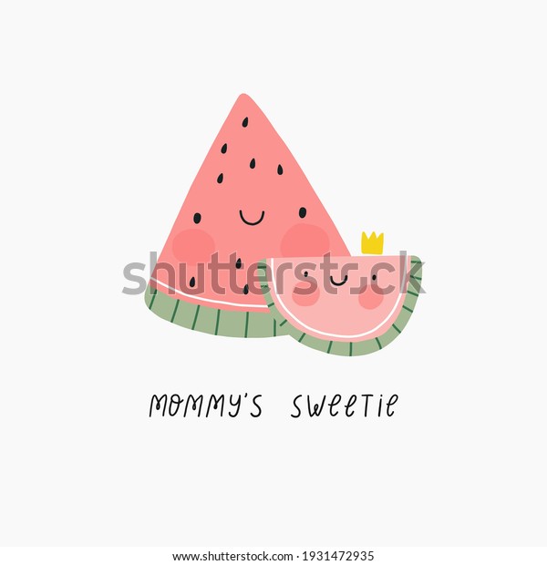 Mothers Day Vector Cards Cute Watermelon Stock Vector (Royalty Free ...