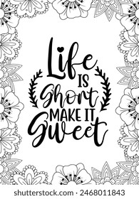 Motivational Quotes Flower Coloring Page Beautiful Stock Vector ...