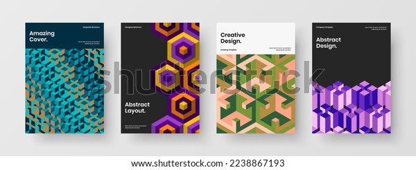 Multicolored Geometric Pattern Flyer Template Collection Stock Vector ...