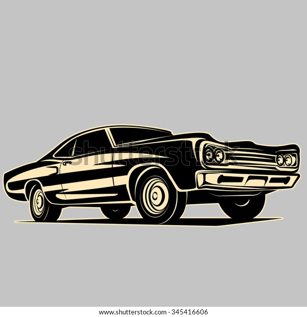 Muscle Car Vector Stock Vector (Royalty Free) 345416606 | Shutterstock