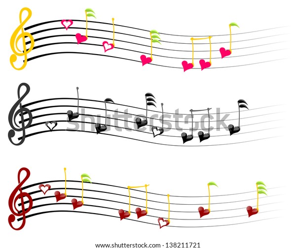 Music Notes Love Three Combinations Colors Stock Vector (Royalty Free ...