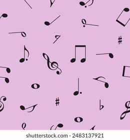 Music Notes Seamless Pattern Vector Background Stock Vector (Royalty ...