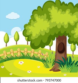 Nature Scene Trees Field Illustration Stock Vector (Royalty Free ...