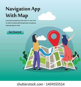 Navigation App Map Vector Template Design Stock Vector (Royalty Free ...