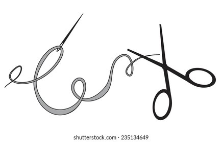 Needle Thread Scissors Sewing Tools Stock Vector (Royalty Free ...