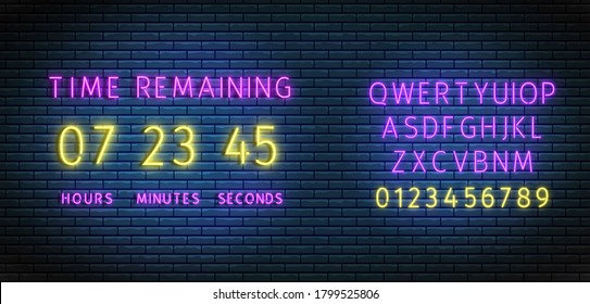 Neon Clock Counter Countdown Timer Wiht Stock Vector (Royalty Free) 1799525806 | Shutterstock