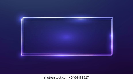 Neon Double Rectangular Frame Shining Effects Stock Vector (Royalty ...