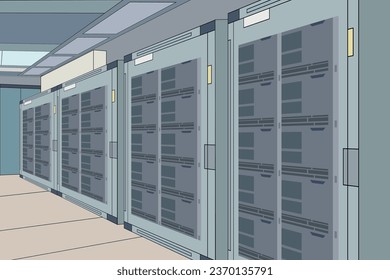 Network Server Room Interior Data Center Stock Vector (Royalty Free ...