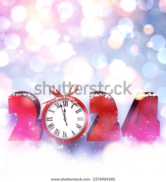 New Year 2024 Countdown Clock Red Stock Vector (Royalty Free ...
