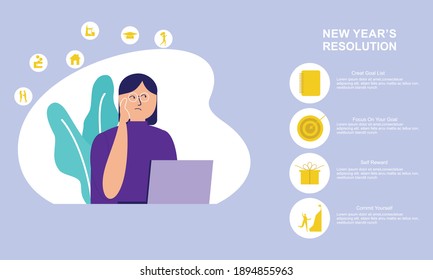 New Years Resolution Goals Infographic Young Stock Vector (Royalty Free ...