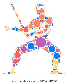 Ninja Shape Vector Design By Color Stock Vector (Royalty Free ...