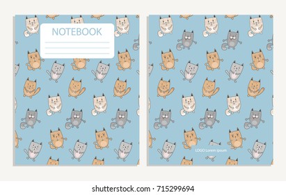 Notebook Cover Cute Cats Pattern Stock Vector (Royalty Free) 715299760 ...