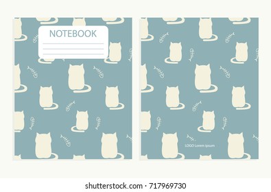 Notebook Cute Cartoon Cats Pattern Stock Vector (Royalty Free ...