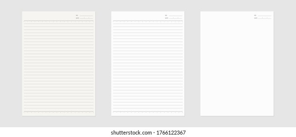 Realistic Lined Notepapers Blank Gridded Notebook Stock Vector (Royalty Free) 2343437063 ...