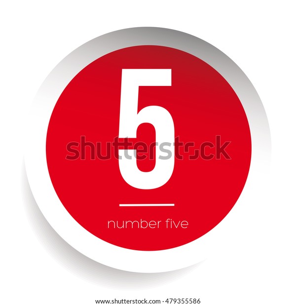Number Five Vector Label Red: เวกเตอร์สต็อก (ปลอดค่าลิขสิทธิ์ ...