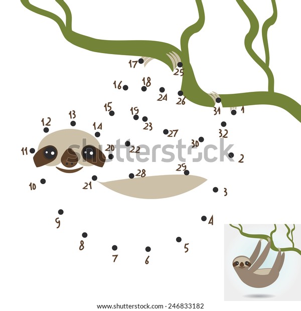Numbers Game Dot Game Threetoed Sloth Stock Vector (Royalty Free ...