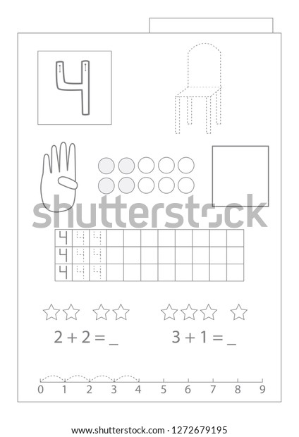 Numbers Trace Write Count Color Worksheet Stock Vector (Royalty Free ...
