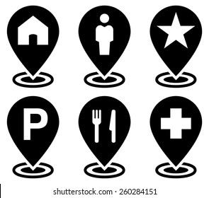 Objects On Map Icons Set Stock Vector (Royalty Free) 260284151 ...