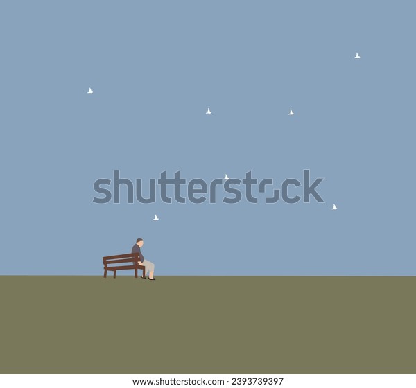 539 Old Man Sitting Alone Stock Vectors and Vector Art | Shutterstock
