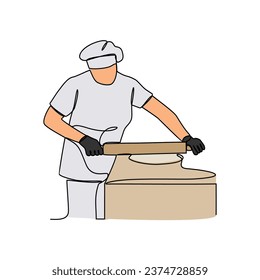 One Continuous Line Drawing Baker Profession Stock Vector (Royalty Free ...