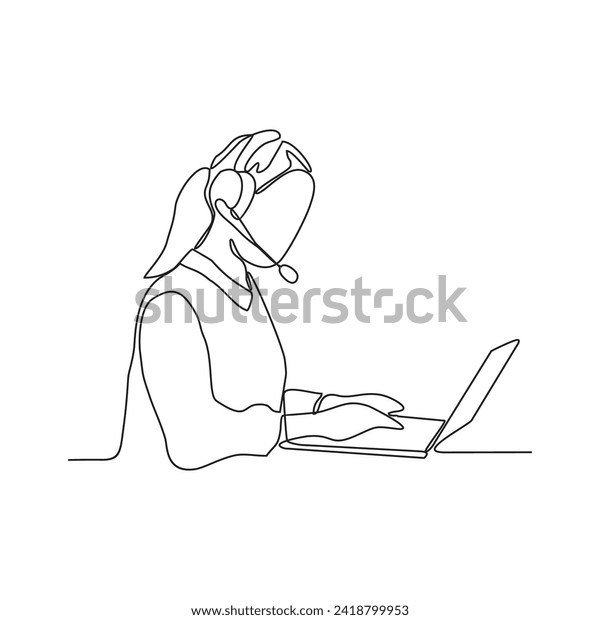 One Continuous Line Drawing Customer Service Stock Vector (Royalty Free ...