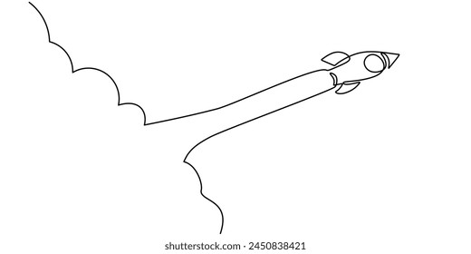 One Continuous Line Drawing Rocket Space Stock Vector Royalty Free 2450838421 Shutterstock