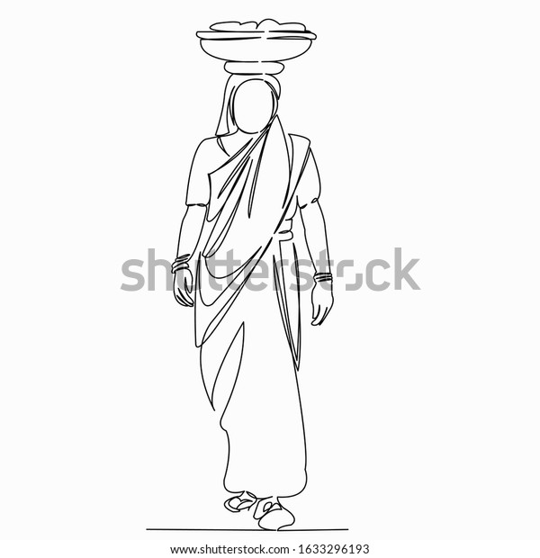 17+ Thousand Indian Women Line Art Royalty-Free Images, Stock Photos ...