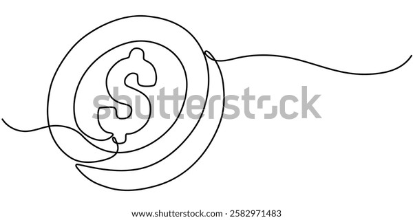 One Line Drawing Stack Coin Money Stock Vector (Royalty Free ...