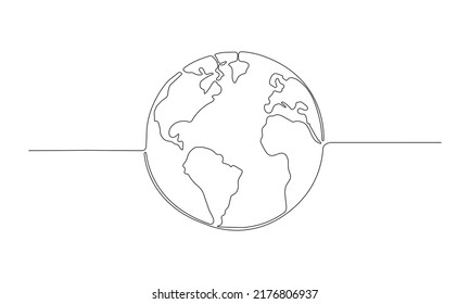 Earth Globe One Line Drawing World Stock Vector (Royalty Free ...