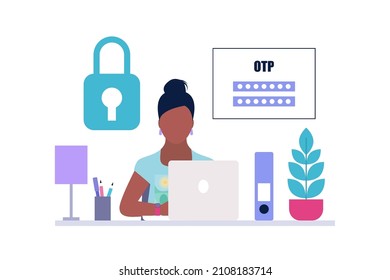 One Time Password Concept Vector Illustration Stock Vector (Royalty ...