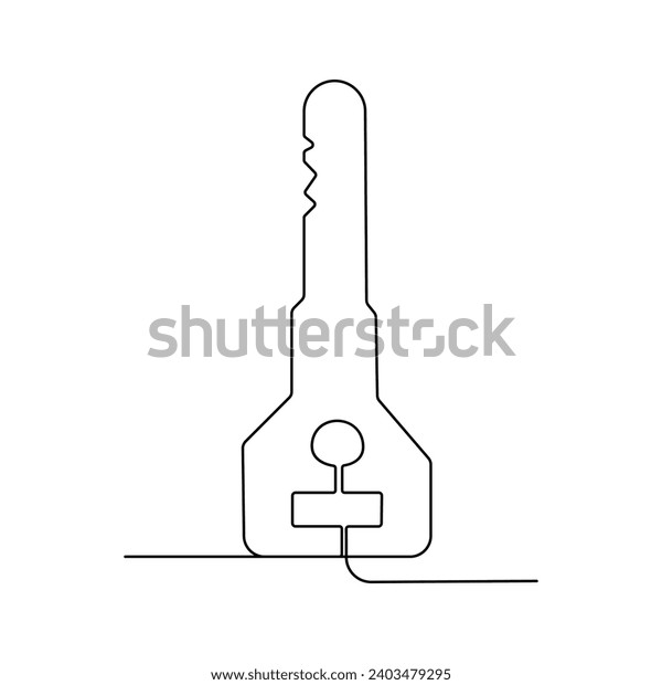 One-line Key Continuous Vector Drawing Outline Stock Vector (Royalty ...