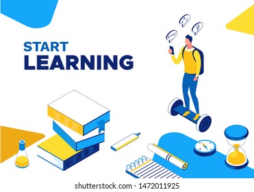 Online Learning 3d Isometric Concept Landing Stock Vector (Royalty Free ...