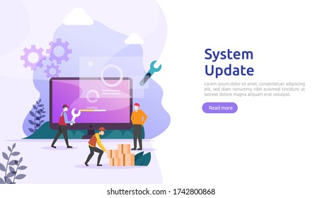 System Update Vector Illustration Concept People Stock Vector (Royalty ...