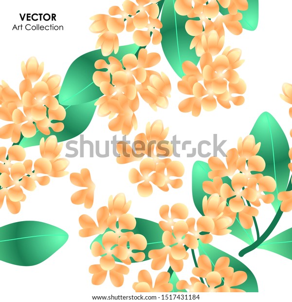 Osmanthus Flower Seamless Pattern Vector Illustration Stock Vector ...