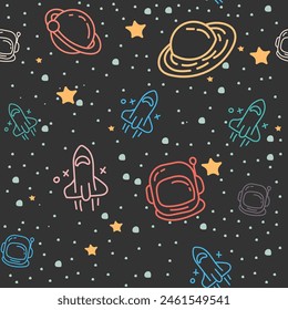 Seamless Outer Space Background Texture. Celestial Stars Wallpaper ...