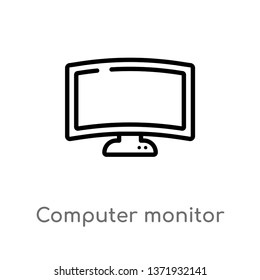 Outline Computer Monitor Vector Icon Isolated Stock Vector (Royalty Free) 1371932141 | Shutterstock