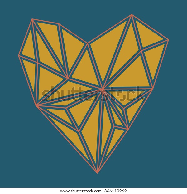 Outline Heart Polygon Heart Shape Vector: เวกเตอร์สต็อก (ปลอดค่า ...