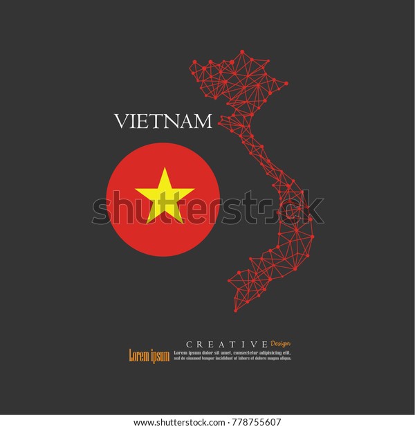 Outline Map Vietnam Nation Flagvector Illustration Stock Vector ...
