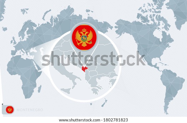 Pacific Centered World Map Magnified Montenegro Stock Vector (Royalty Free) 1802781823 ...