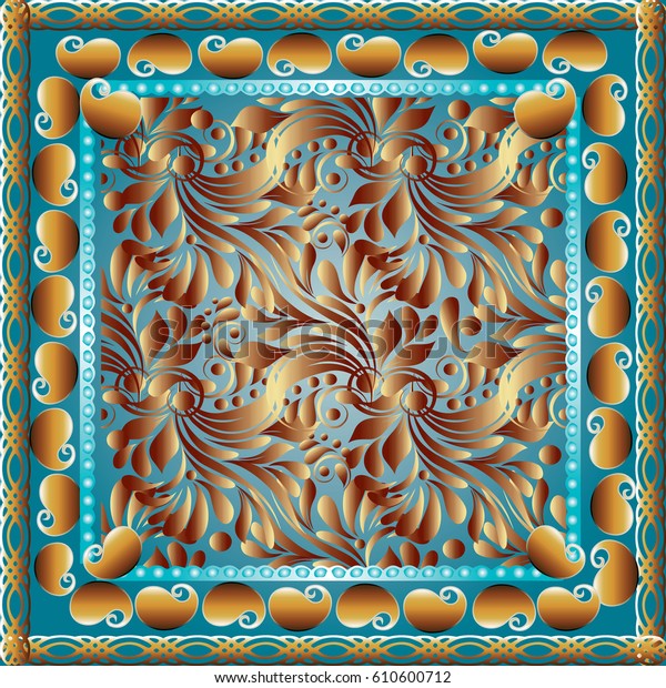 Paisley Pattern Border Background Illustration 3d Stock Vector (Royalty ...