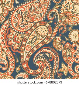 Paisley Damask Seamless Pattern Floral Background Stock Illustration ...