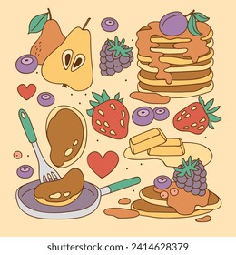 Pancakes Illustration Cartoon Pancakes Stacks Tasty Stock Vector (Royalty Free) 2414628379 ...